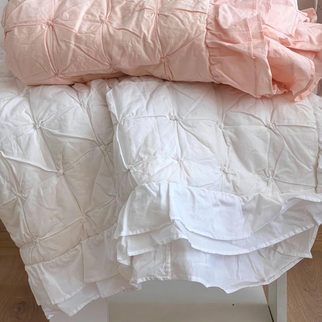 Pintuck Frill Cot Quilt - Peach – Mi Casa Collective