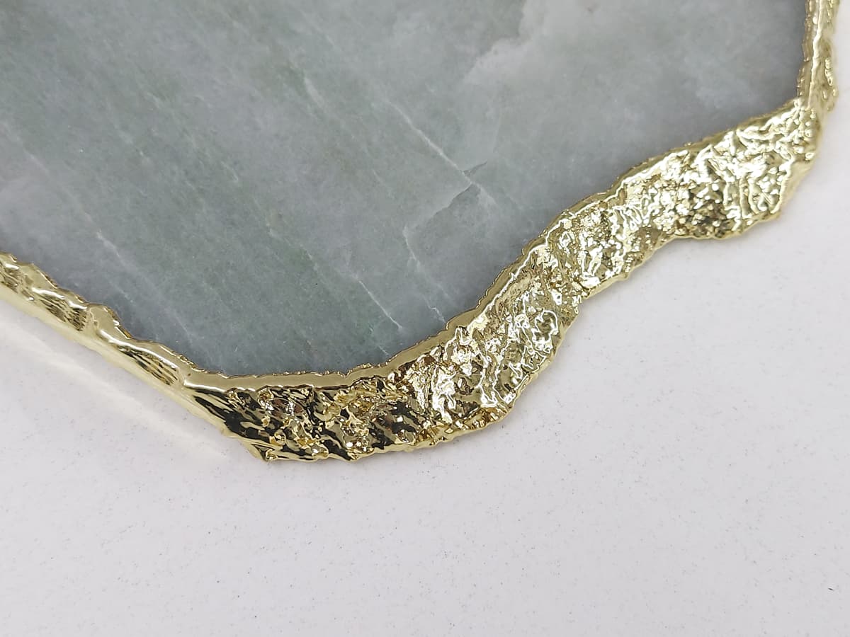 Green Aventurine Cheese Board with Gold Edges – Mi Casa Collective